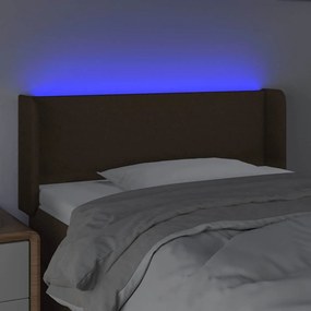 Čelo postele s LED tmavě hnědé 93 x 16 x 78/88 cm textil 3122941
