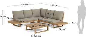 Hnědý zahradní lounge set pro 5 osob Flaviina – Kave Home