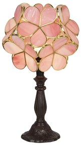 Růžová stolní lampa Tiffany Bloom - 21*21*38 cm