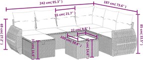 8dílná zahradní sedací souprava s poduškami černá polyratan 3264151