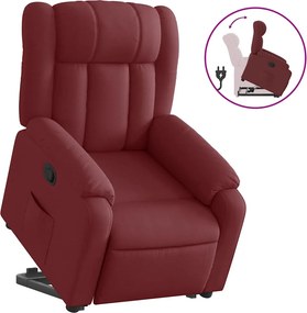 Zvedací polohovací křeslo vínové textil 3205319