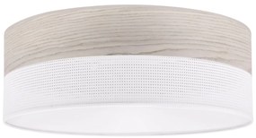 Stropní svítidlo Wood, 1x světle béžová dubová dýha/bílé plastové stínítko, (bílé plexisklo), (fi 40cm)