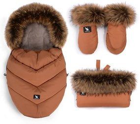 COTTONMOOSE Set zimní fusak, rukavice a rukávník Moose MINI Yukon Amber