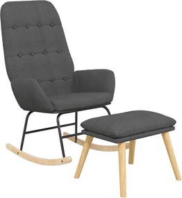 Houpací křeslo s podnožkou tmavě šedé textil 3097705