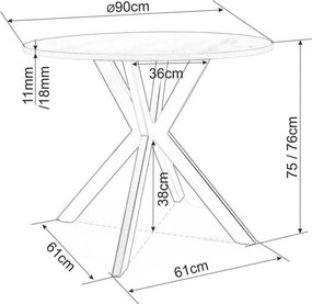 Jídelní stůl Talia 90 cm, mramor / černá