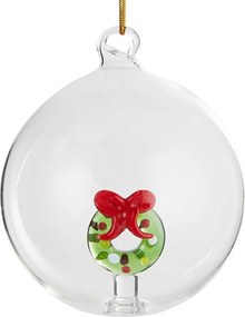 HANG ON Skleněná koule věnec 9 cm - čirá