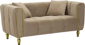 Dvoumístná pohovka Alma 155 cm taupe/zlatá