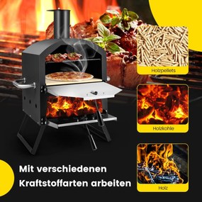 Costway 2-vrstvá pec na pizzu s grilovacím roštem a kamenem na pizzu a lopatou