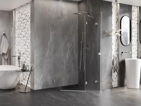 Mexen Lunar, výklopný pětiúhelníkový sprchový kout pravý 90 x 90 cm, 8mm čiré sklo, chromový profil, 831-090P-090L-01-00-P