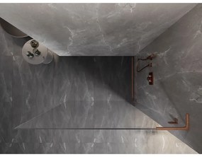Mexen, Mexen Lunar L sprchová stěna pravá 110 x 200 cm, průhledná 8 mm, broušená měď - 830L-110-000-65-00-P