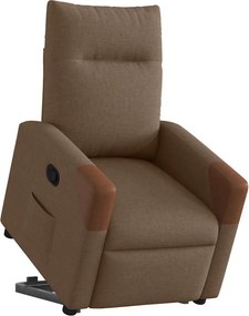 Zvedací polohovací křeslo hnědé textil 3324009