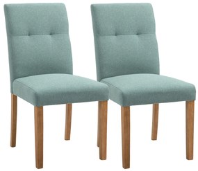 HOMCOM Jídelní židle set 2 Čalouněný sedák, čalouněná židle, kuchyňská židle, len-polyester, pěna, kaučukové dřevo, zelená| Aosom