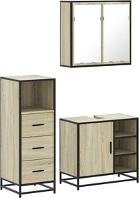 3dílný set koupelnového nábytku dub sonoma kompozitní dřevo 3301026