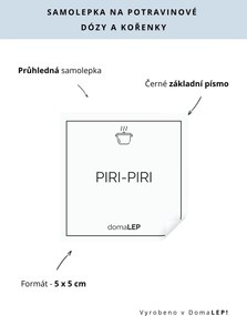 Samolepka na kořenky PIRI-PIRI průhledná  5 × 5 cm základní písmo