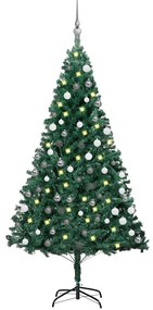 Umělý vánoční stromek s LED a sadou koulí zelený 120 cm PVC