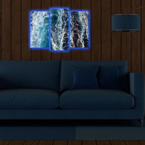Vícedílný obraz s LED osvětlením ROZBOUŘENÉ MOŘE 66 x 45 cm