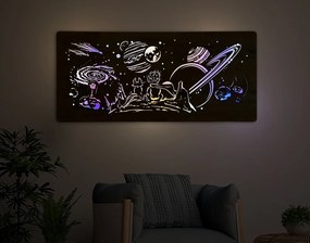 Li-Go "Malý princ" světelný obraz s baterií 110x50cm varianta ovládání: manuál/pohybové čidlo, provedení povrchu: dub světlý