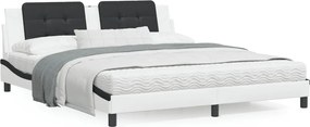 vidaXL Rám postele s LED osvětlením 180 x 200 cm umělá kůže [3214124] Barva: Bílá a černá