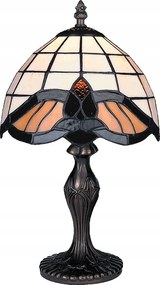 Elegantní noční lampa na skříňku vitrážová bílá černá Tiffany