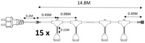 LED světelný řetěz Basic1, 15m, (bez žárovek), b