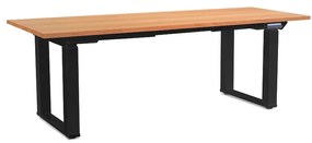 Výškově nastavitelný stůl OfficeTech Strong 200 x 80 cm, černá podnož, buk