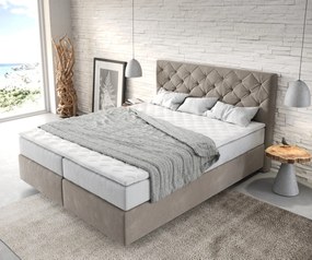 DELIFE Boxspring postel Dream-Great 160x200 cm mikrovlákno béžová s taštičkovou pružinovou matrací a visco topperem