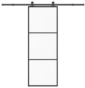 Posuvné dveře s kováním 76x205 cm ESG sklo a hliník 3332806