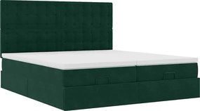 Osmanský rám postele s matrací tmavě zelená 200x200cm samet 3314666