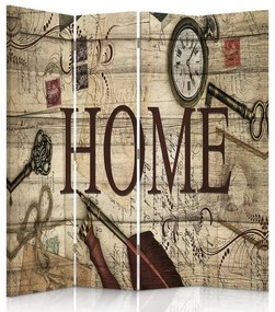 Ozdobný paraván Home Písmo Retro Brown - 145x170 cm, čtyřdílný, obustranný paraván 360°