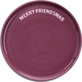 GOOD VIBES Talíř "Merry Friendsmas" 15 cm - bordó
