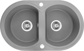 Laveo Dafne, 2-komorový granitový dřez 780x470x204 mm, šedá, LAV-SBD_520T