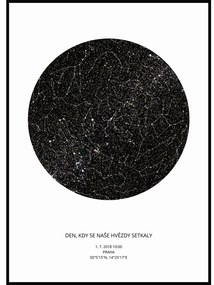 Hvězdná mapa Vašeho životního okamžiku Rozměr plakátu: 40 x 50 cm, Barva pozadí: Vesmírná, Volba rámu: Bez rámu