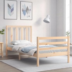 vidaXL Rám postele s čelem Single masivní dřevo [3193756] Barva: Přírodní