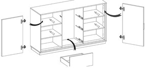 Obývací stěna KEKS + LED osvětlení | 5 dílů | 130 cm + 308 cm | artisan/kašmír/dřevo dub
