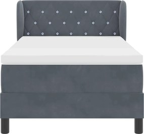 Postel s boxspringem s čelo Tmavě šedá 90 x 200 cm samet 3340317