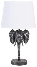 Stříbrno bílá stolní lampa s hlavou slona – 25x25x41 cm