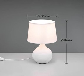 Bílá stolní lampa z keramiky a tkaniny Reality Martin, výška 29 cm