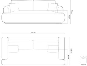 MUZZA Třímístná rozkládací pohovka s úložným prostorem  Ellio 253 cm samet béžová