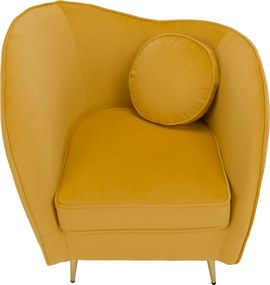 Designové křeslo, žlutá Velvet látka/gold chrom zlatá, EZIO