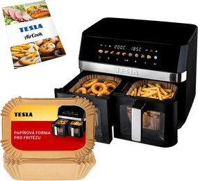 TESLA AirCook DualZone Q787 XXL Deluxe - multifunkční duální digitální horkovzdušná fritéza 2v1
