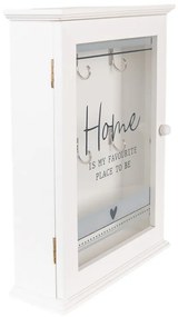 Bílá dřevěná nástěnná skříňka na klíče Home
