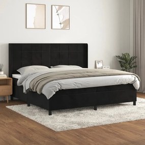 Box spring postel s matrací černá 200x200 cm samet 3132701