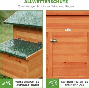 Kurník Dřevěný kurník s hnízdním boxem 2 bidýlka Rampa Okno Vodotěsná střecha 113,5x67,5x95,5 cm Oranžová barva