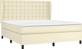 Box spring postel s matrací krémová 160x200 cm umělá kůže 3129041