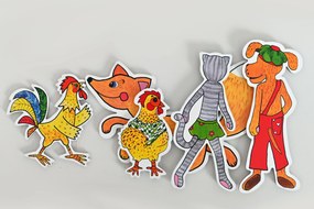 MARIONETINO Pejsek, Kočička, Kohoutek, Slepička, Liška - loutky 5 ks DÁRKOVÁ KRABIČKA: Baleno v krabičce.