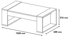 Konferenční stolek VENUS 38x102 cm krémová/hnědá