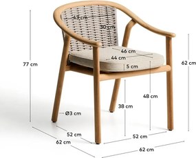 Polstrovaná zahradní židle v přírodní barvě Elunda – Kave Home