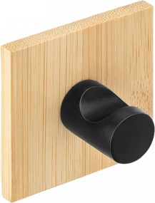 Erga Ozi, samolepící háčky na ručníky bez vrtání, 4 ks, 5 × 5 cm, bambus/černá matná, ERG-YKA-CH.OZI4-BLK