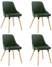 Jídelní židle 4 ks látka / buk Dekorhome Tmavě zelená