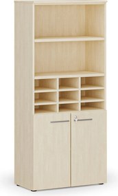 Třídicí regál s dveřmi PRIMO WOOD, 800 x 420 x 1781 mm, 9 přihrádek, bříza